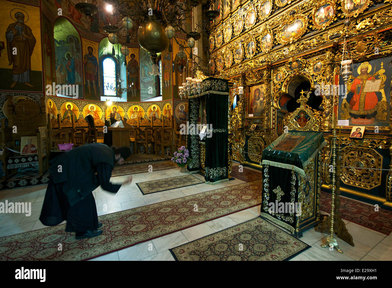 Romania, Bucovina region, Putna orthodox monastery, the church Stock ...
