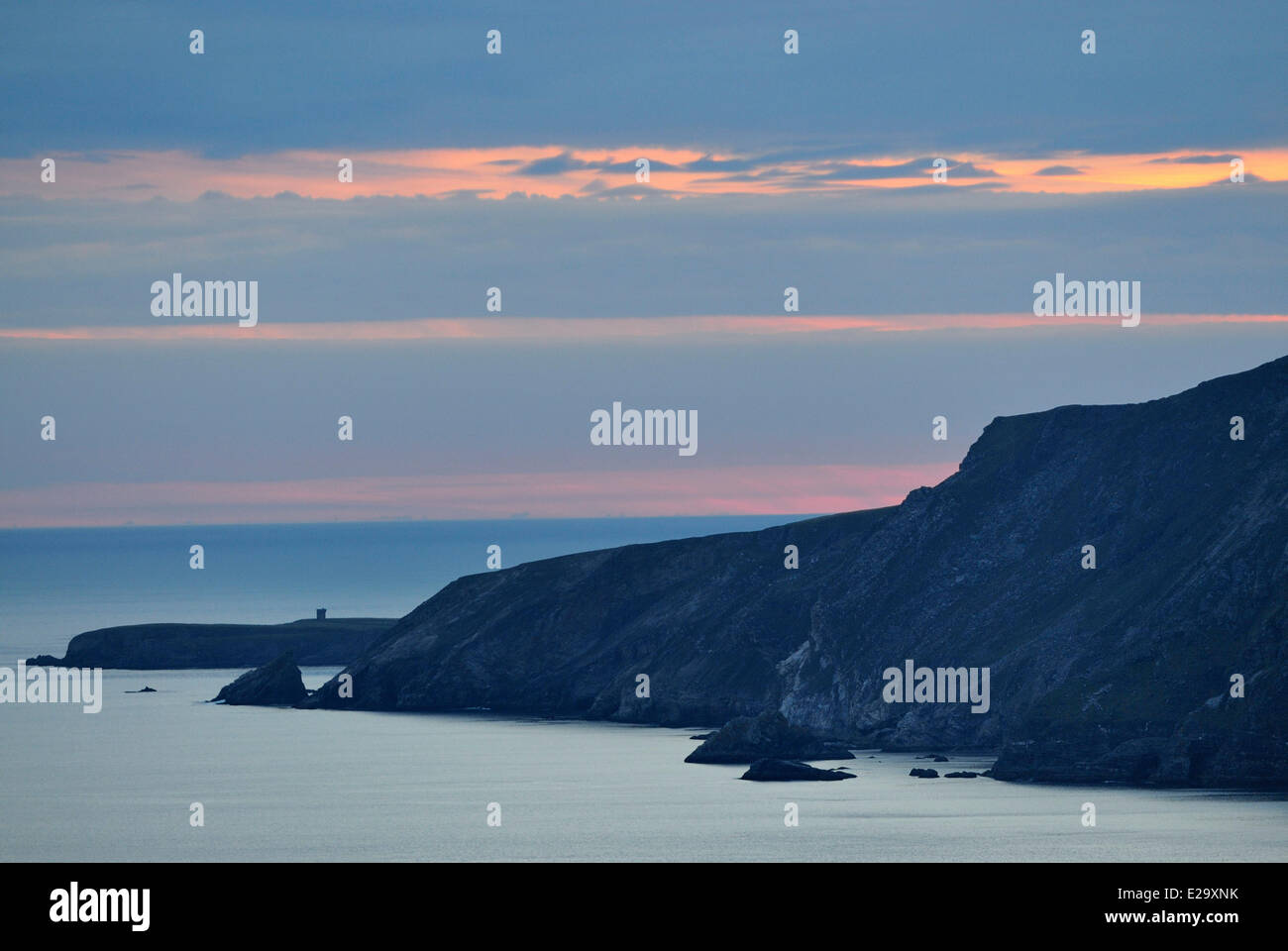 Ireland, County Donegal, Cliffs of Slieve League at sunset Stock Photo ...
