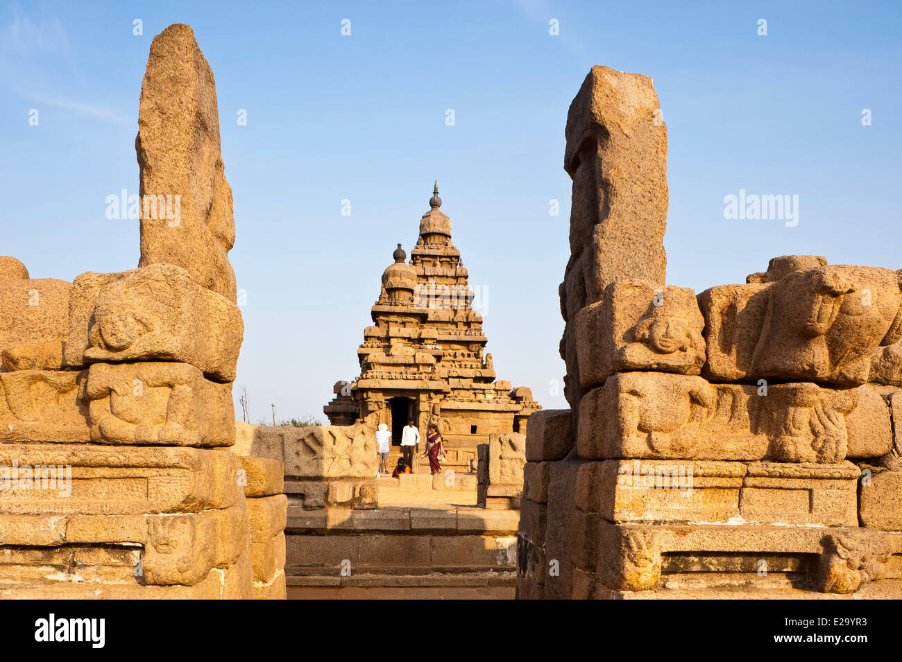 India, Tamil Nadu State, Mahabalipuram (or Mamallapuram), the Shore temple (7th century) listed ...