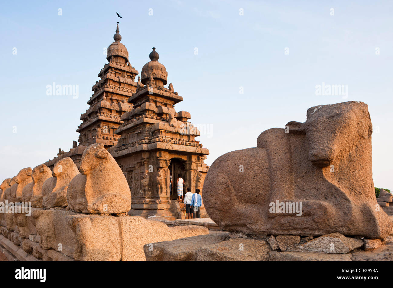 India, Tamil Nadu State, Mahabalipuram (or Mamallapuram), the Shore temple (7th century) listed ...