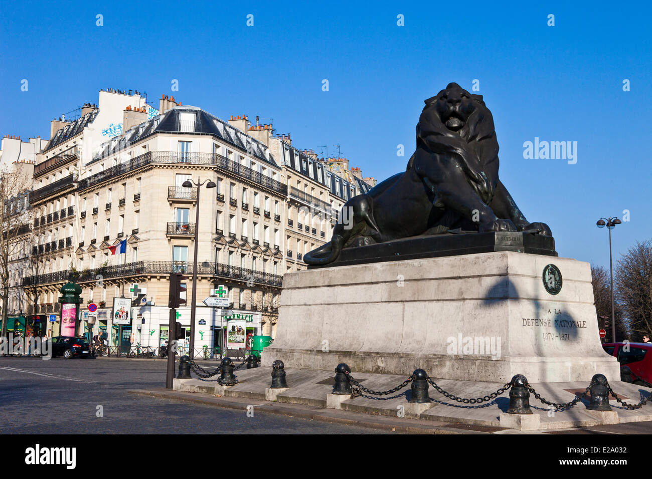 France, Paris, the Place Denfert Rochereau adorned with a replica of ...