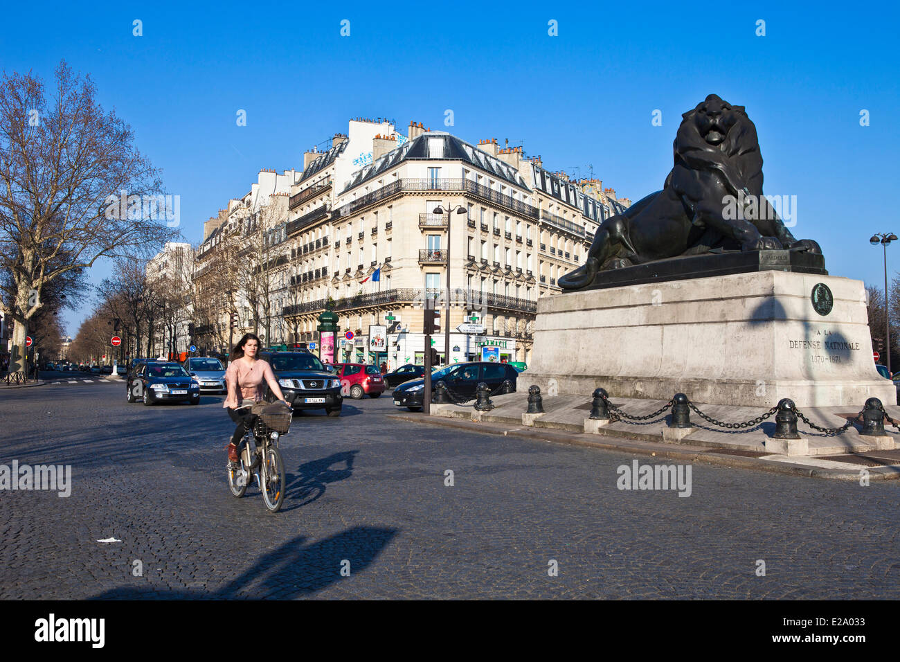 France, Paris, the Place Denfert Rochereau adorned with a replica of ...