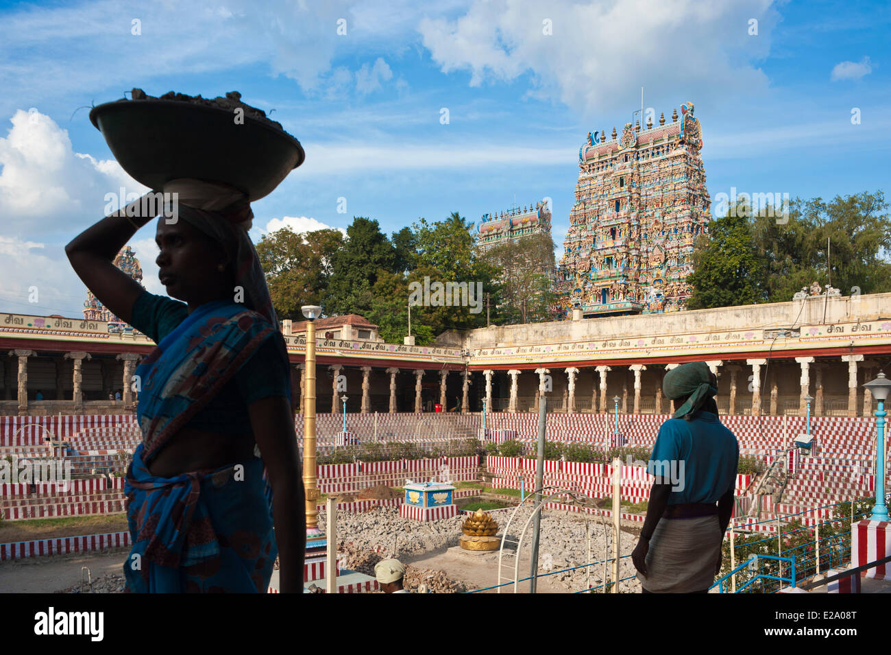India, Tamil Nadu state, Madurai, renovation project at the Sri ...