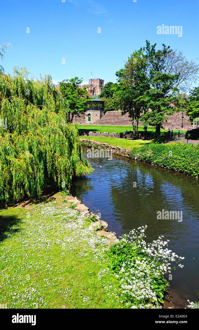 View along the River Anker towards the Norman castle and gardens ...