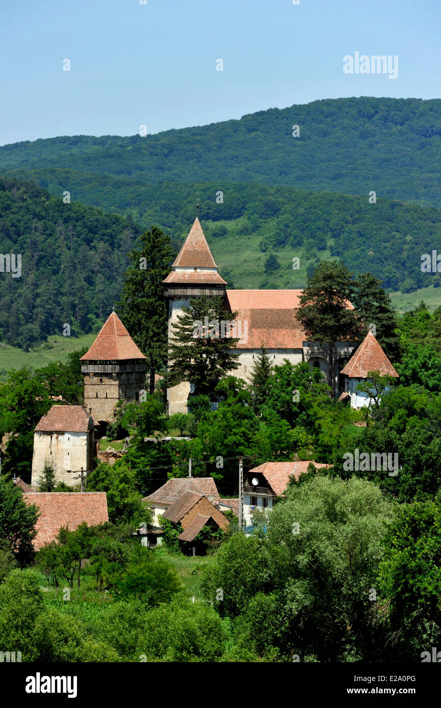 Romania, Transylvania, citadel of Apold, part of villages with ...