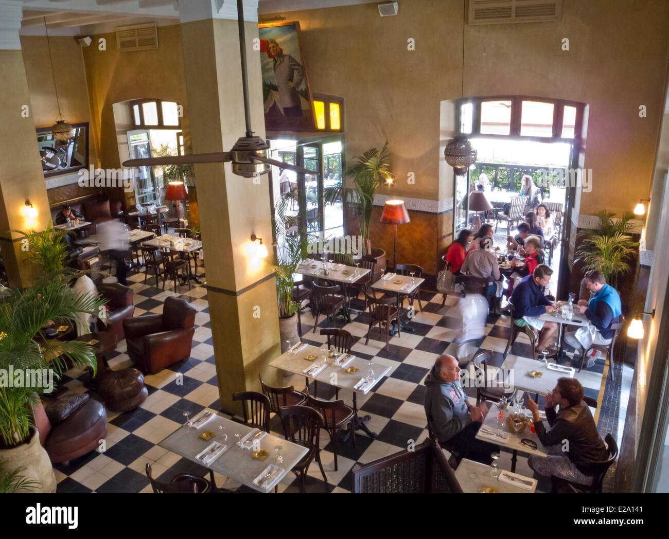 Morocco, Upper Atlas, Marrakech, Gueliz district, Cafe de la Poste ...