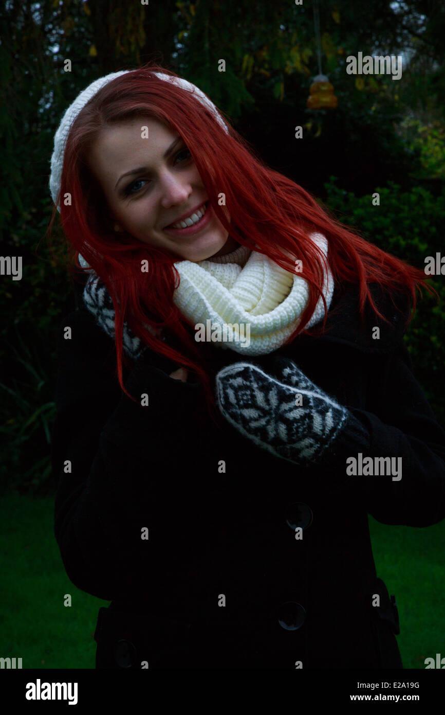 Dressed up worm for photographs on a cold day in wiltshire Stock Photo ...
