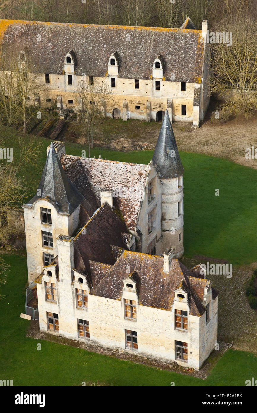 France, Calvados, Bretteville sur Laize, Quilly Manor (aerial view ...