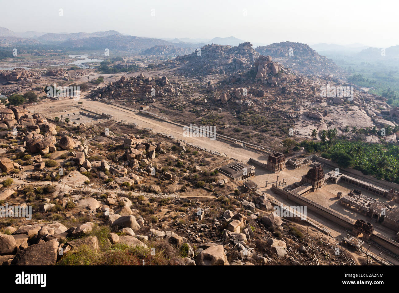 India, Karnataka state, Hampi, Achyutaraya temple viewed from Mathanga ...