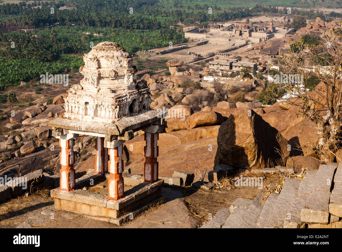 India, Karnataka state, Hampi, Krishna temple viewed from Mathanga hill ...