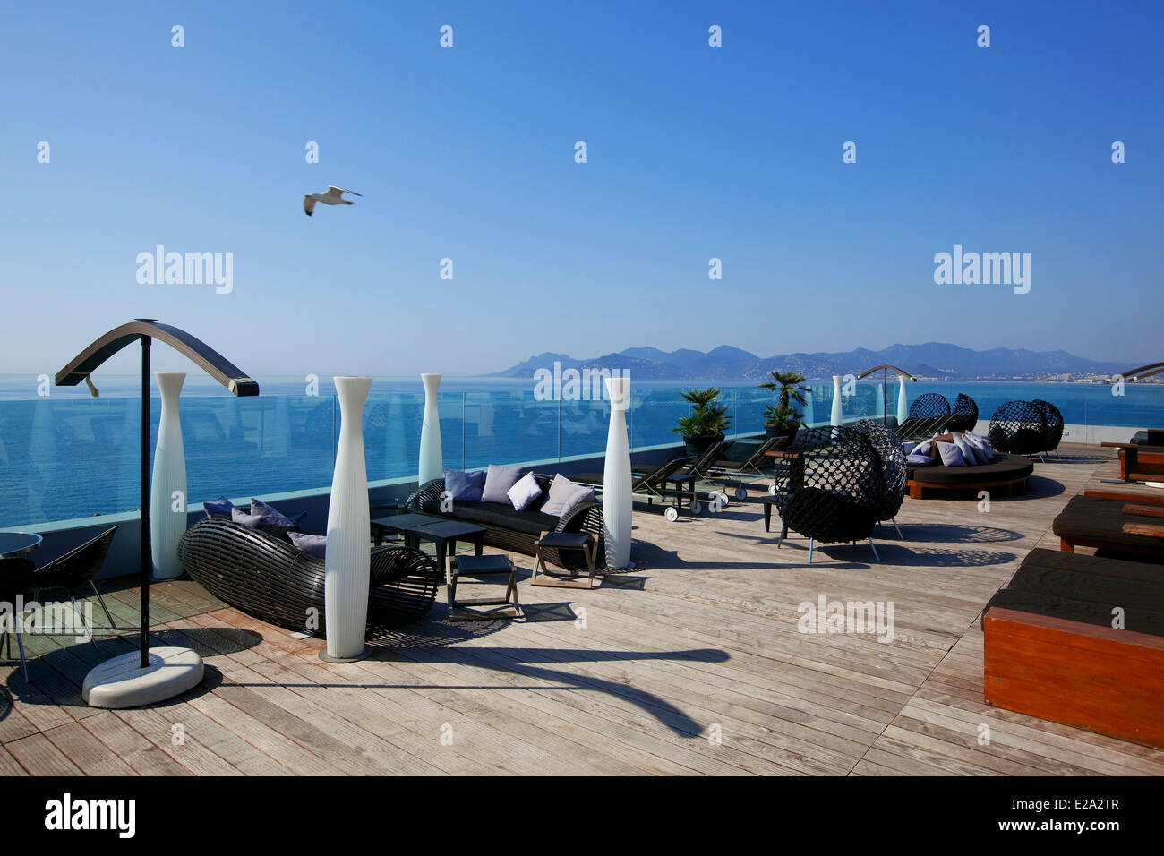 France, Alpes Maritimes, Cannes, Hotel Radisson Blu, rooftop terrace ...