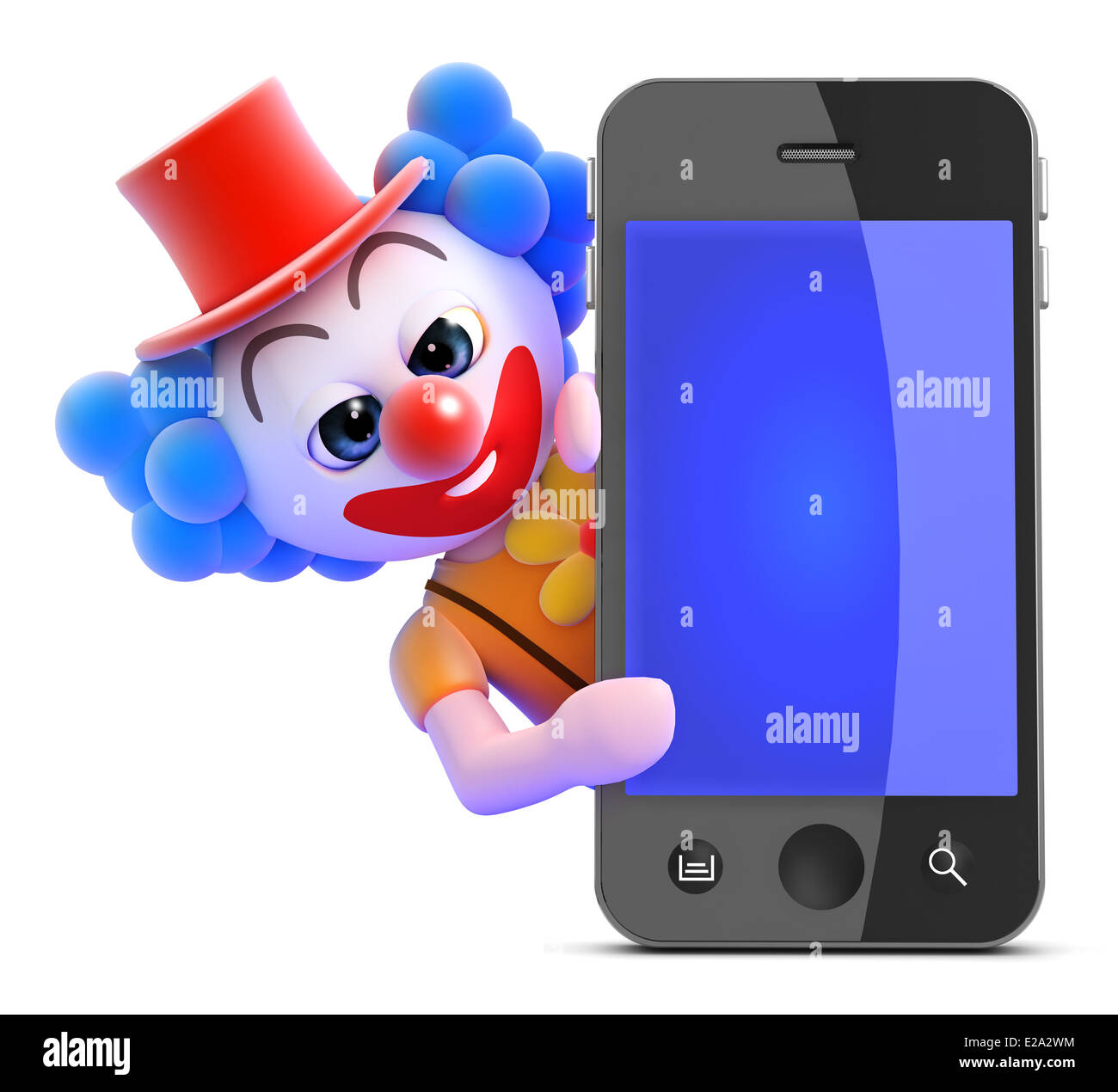 3d Crazy clown appears from behind a smartphone Stock Photo - Alamy