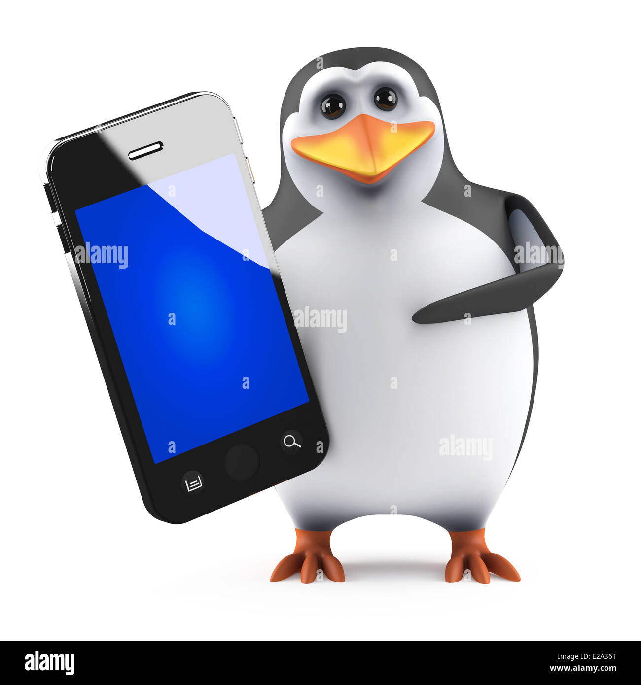 3d Penguin is proud of his smartphone Stock Photo - Alamy