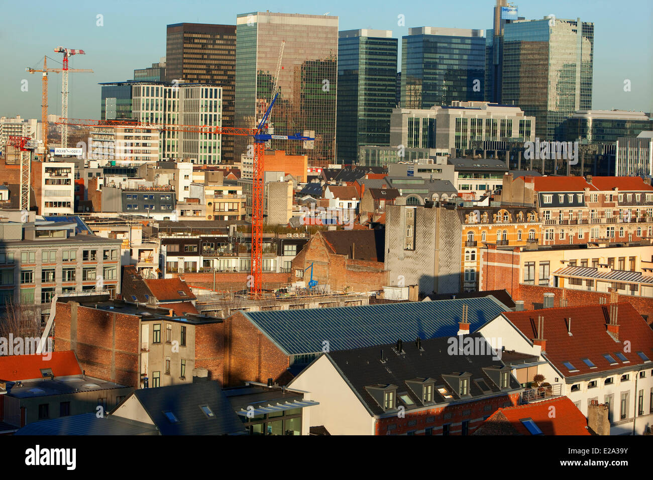 Belgium, Brussels, overlooking the rooftops, station area north Stock ...