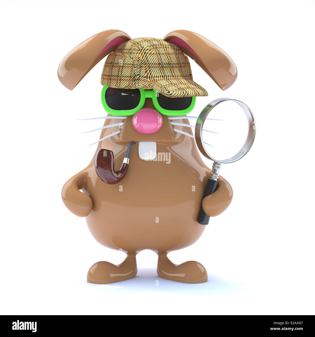 3d Chocolate Easter bunny dresses Sherlock detective for fun Stock ...