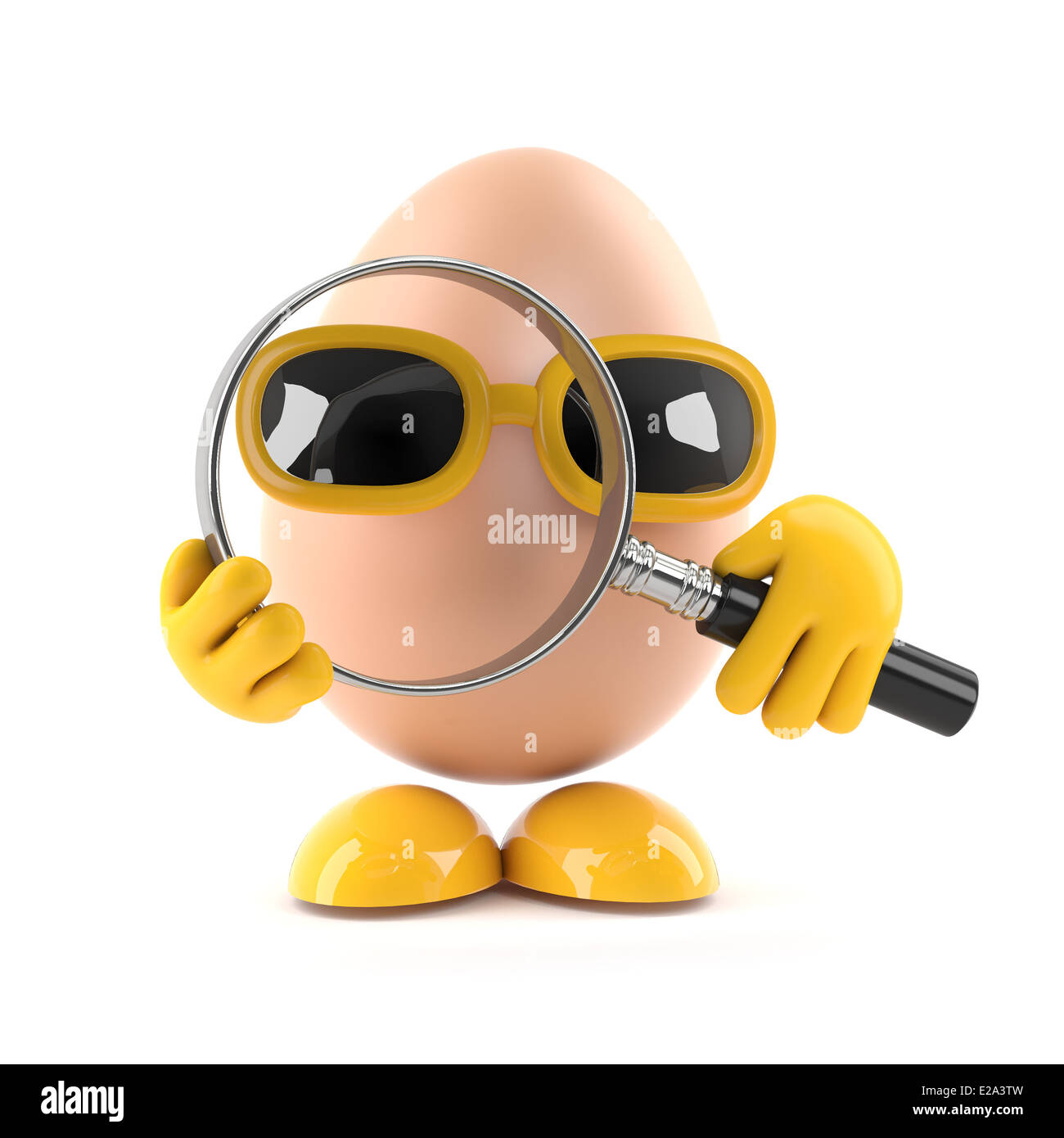 3d Egg person looking through a magnifying glass Stock Photo - Alamy