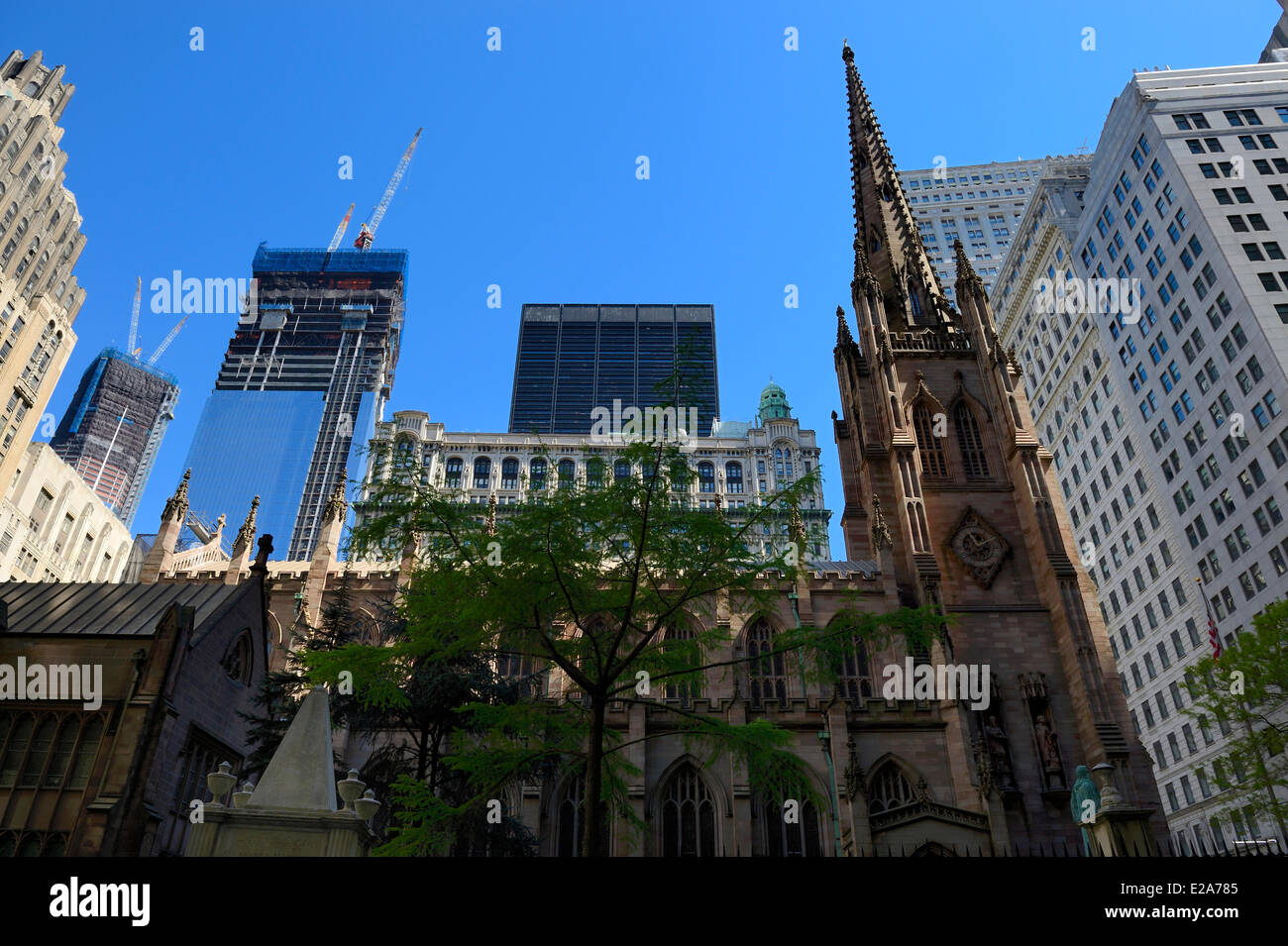 United States, New York, Manhattan, Financial District, Trinity Church ...