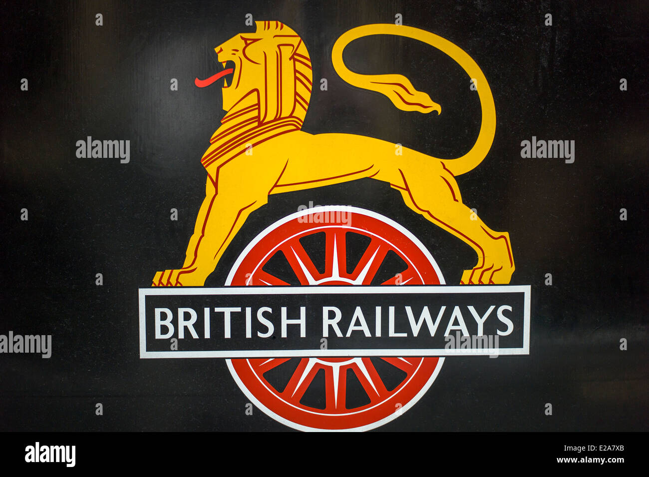 BRITISH RAILWAYS emblem with lion and wheel on side of preserved steam ...