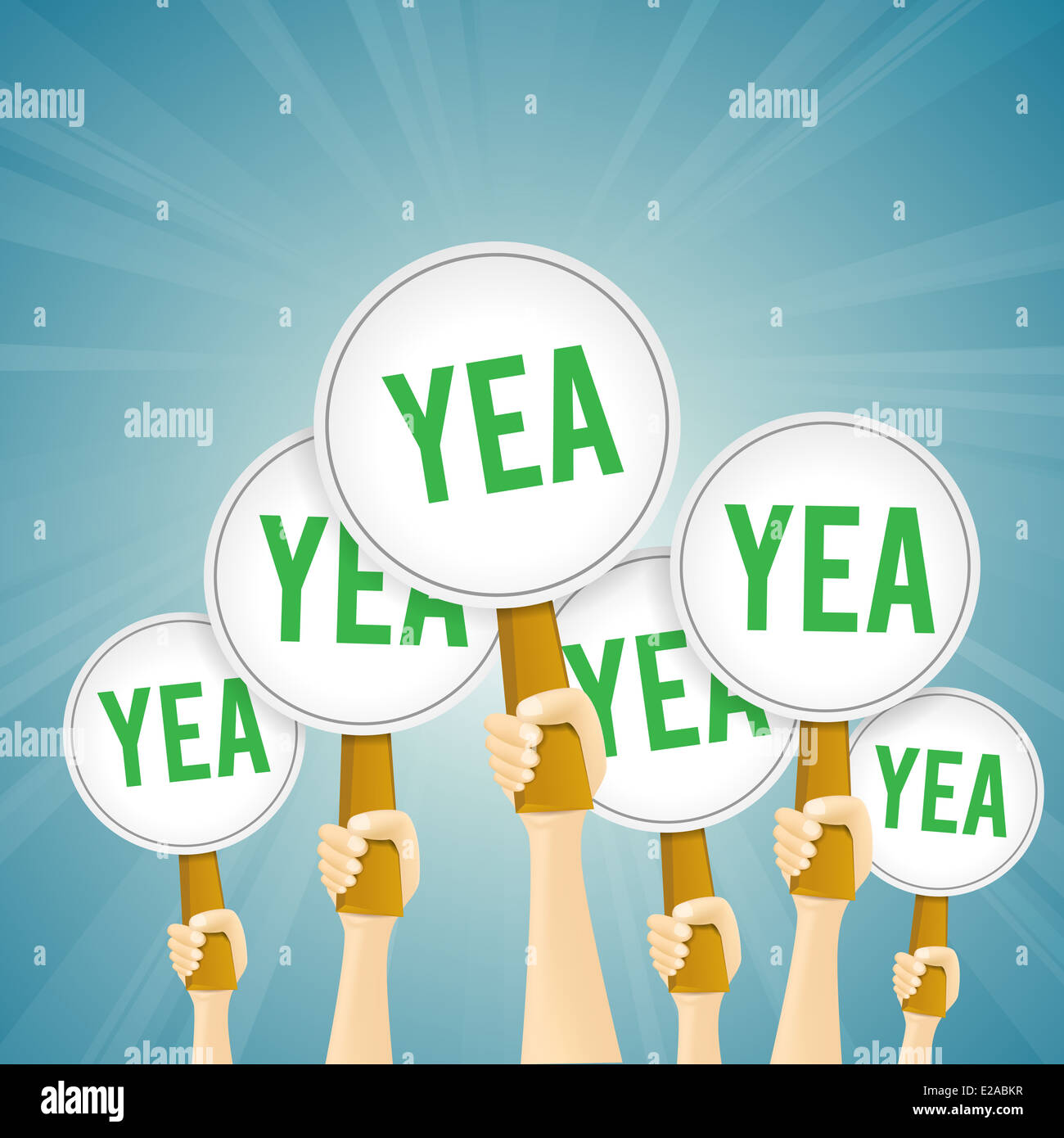 Vector illustration of green yea affirmative sign board Stock Photo - Alamy