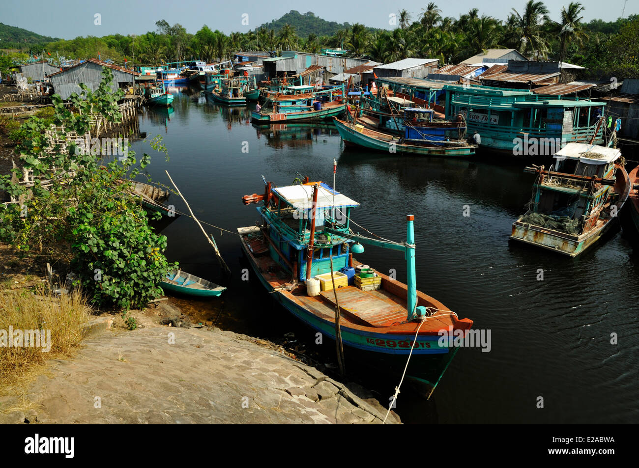 Vietnam, Kien Giang Province, Phu Quoc, fishermen village of Cau Sau ...
