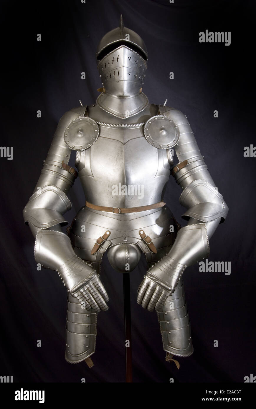 Armour of the medieval knight. Metal protection of the soldier against ...