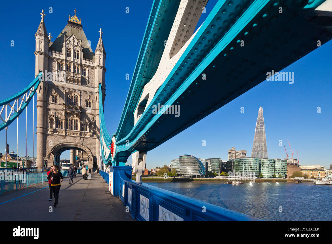 United Kingdown, London, Tower Bridge lift bridge crossing the Thames ...