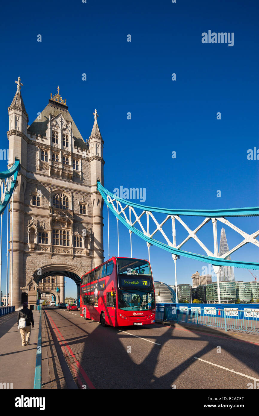 United Kingdown, London, Tower Bridge lift bridge crossing the Thames ...