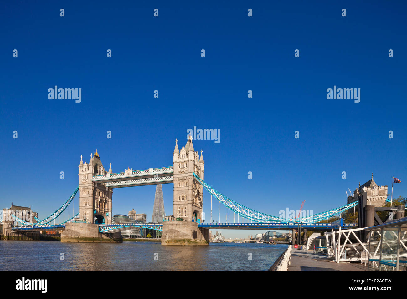 United Kingdown, London, Tower Bridge lift bridge crossing the Thames ...