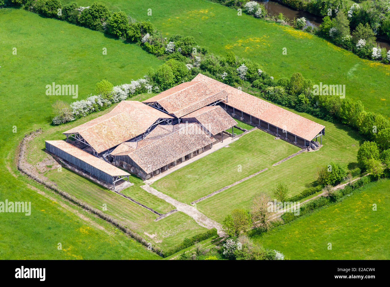 France, Vienne, Sanxay, the gallo-roman site, the thermal baths (aerial ...