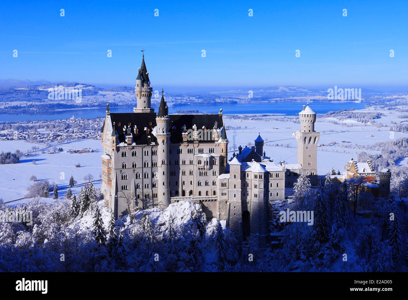 Neuschwanstein castle with lake Forggensee in winter - 27 November 2013 ...