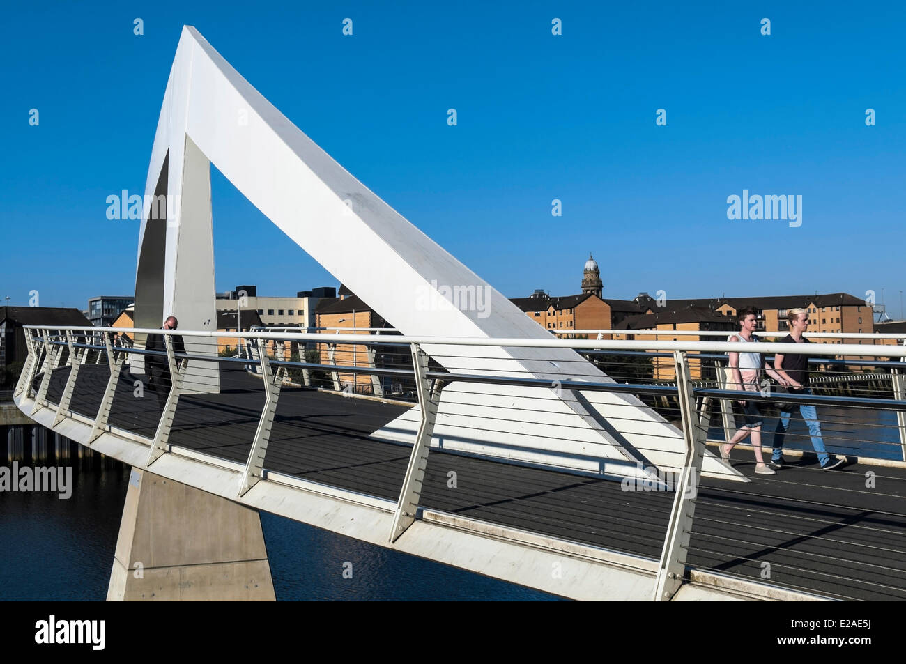 United Kingdom, Scotland, Glasgow, Tradeston Bridge designed by Dissing ...