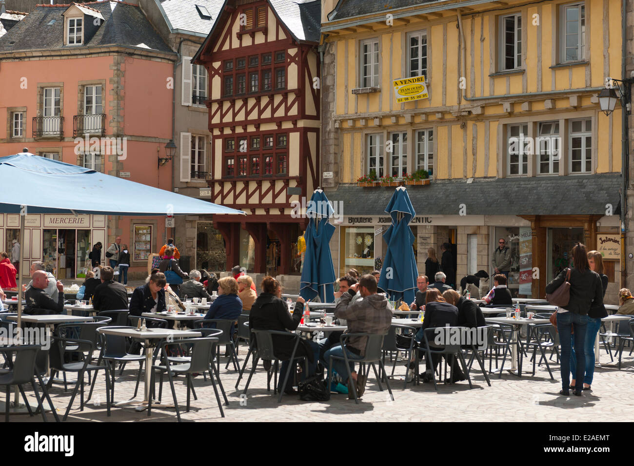 France, Finistere, Quimper, Medieval houses on the square Terre au Duc ...