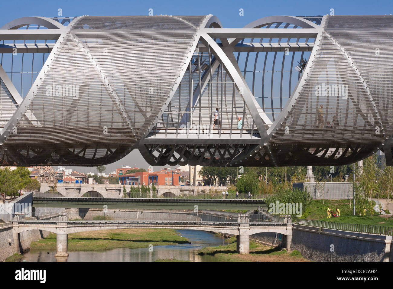 Spain, Madrid, Rio Madrid park along Manzanares river opened in 2011 ...