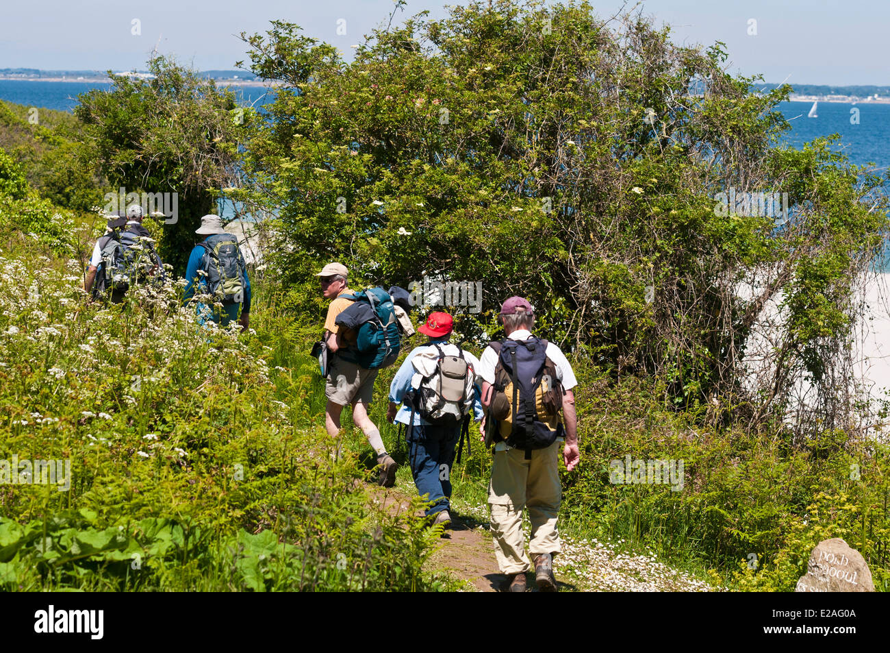 France, Morbihan, Ile de Groix, hiking along Plage des Grands Sables ...