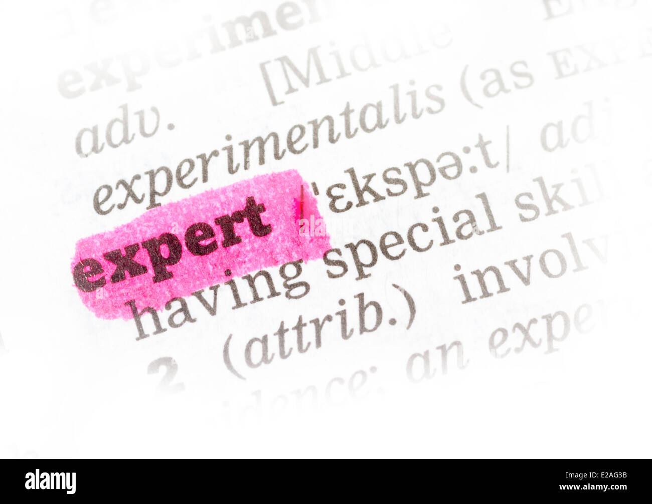 Expert Dictionary Definition single word with soft focus Stock Photo ...