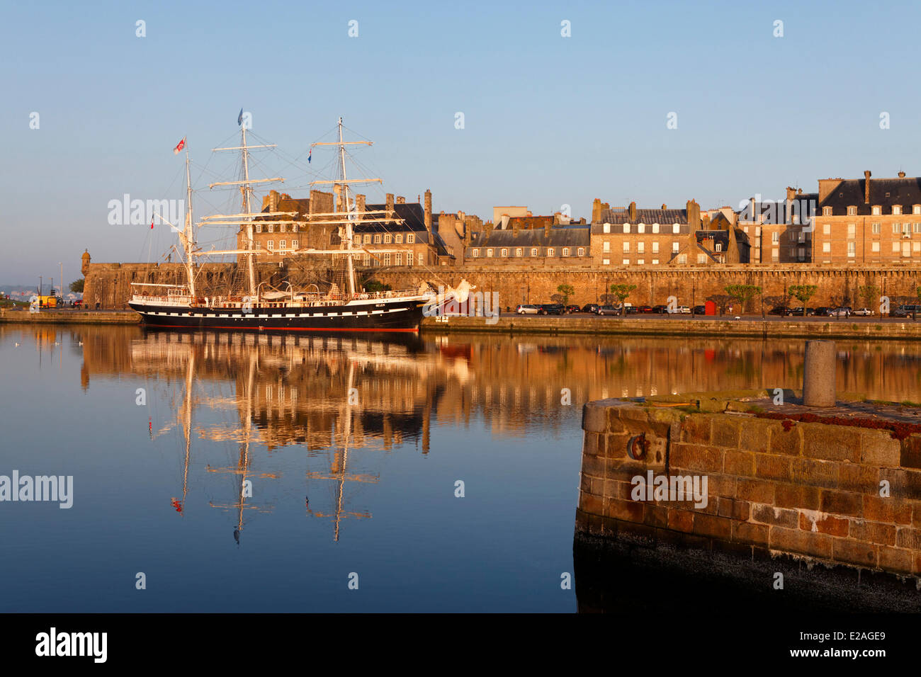 France, Ille et Vilaine, Saint Malo, the barque Belem in the port Stock ...