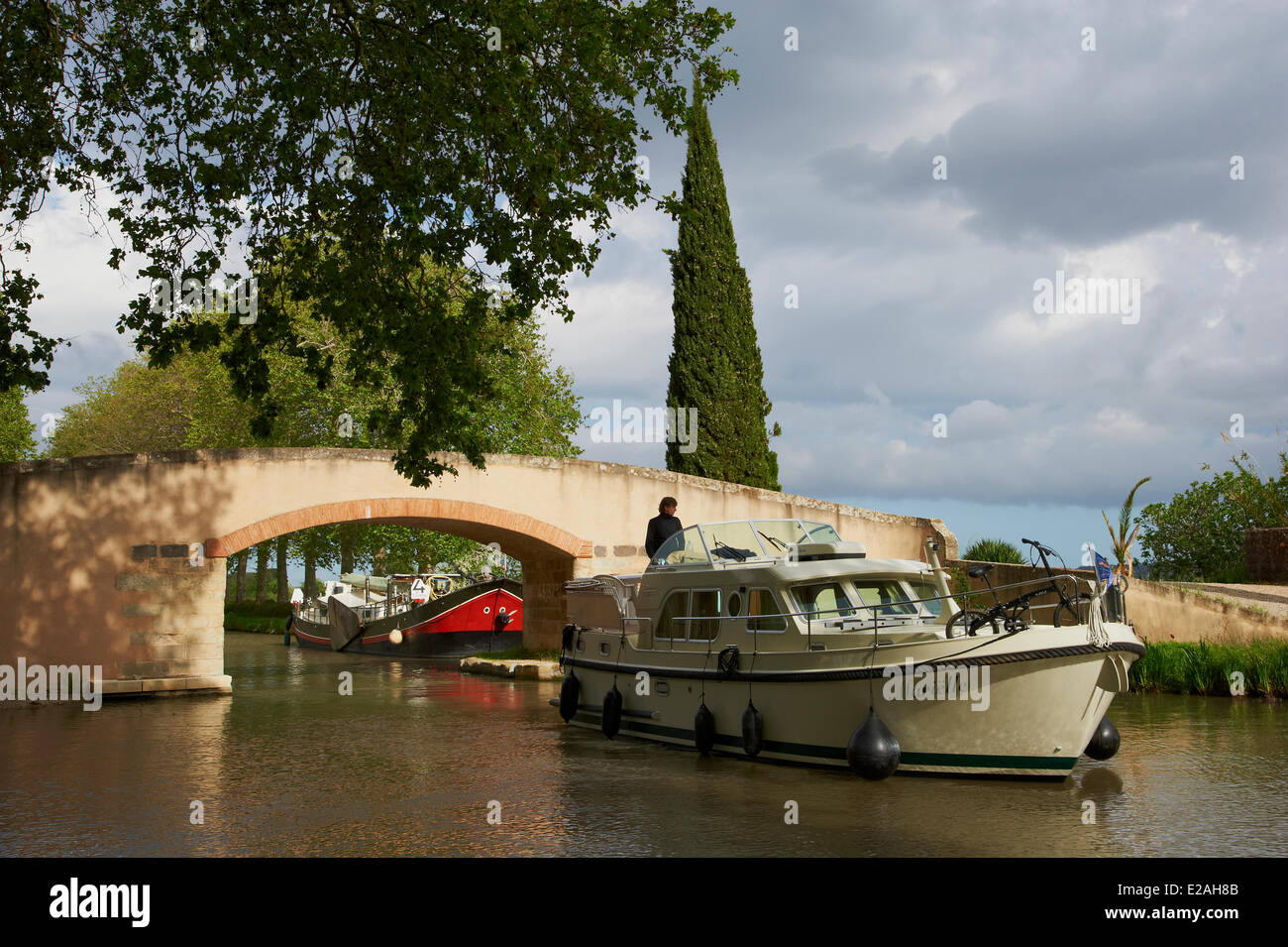 France, Aude, Navigation on the Canal du Midi, listed as World Heritage ...