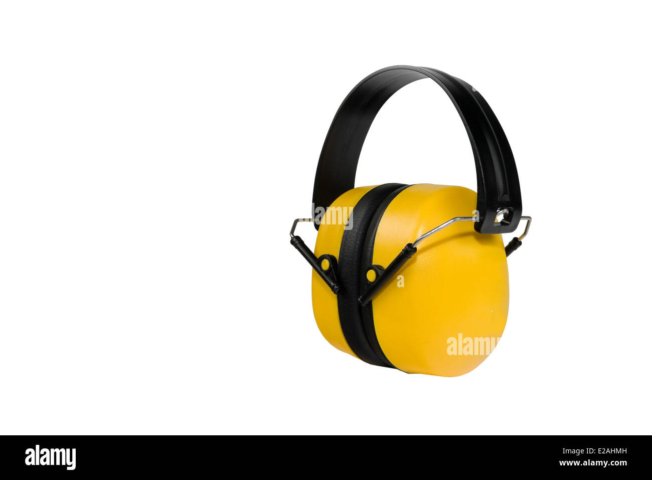 Hearing protection yellow ear muffs Stock Photo - Alamy