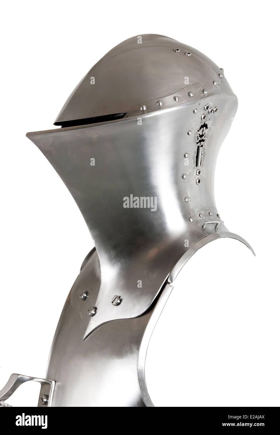 Armour of the medieval knight. Metal protection of the soldier against ...