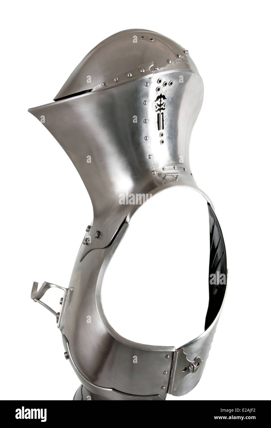 Armour of the medieval knight. Metal protection of the soldier against ...