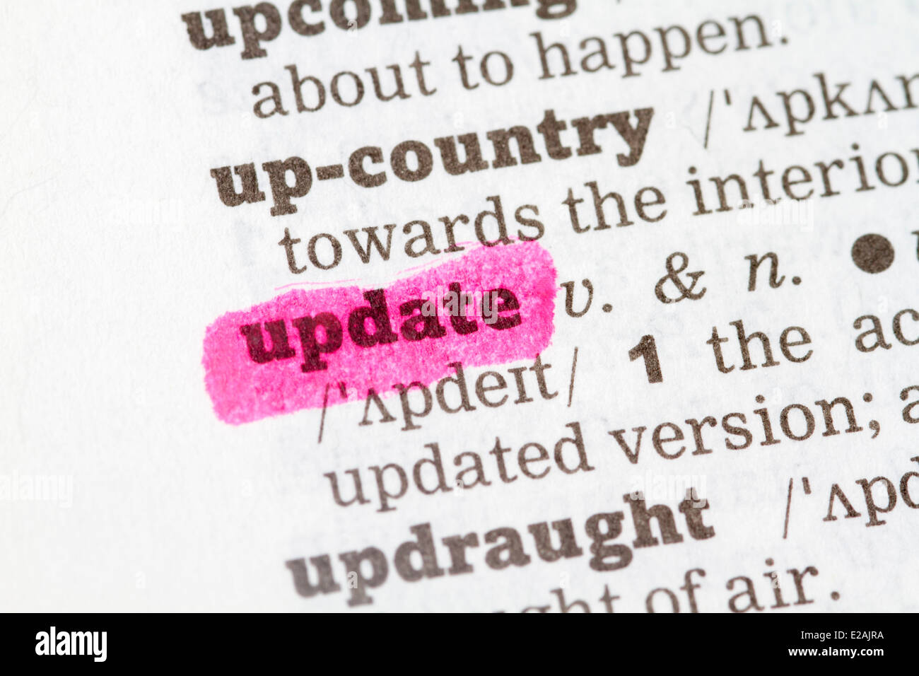 Update Dictionary Definition single word with soft focus Stock Photo ...