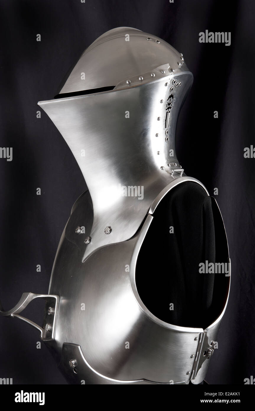 Armour of the medieval knight. Metal protection of the soldier against ...