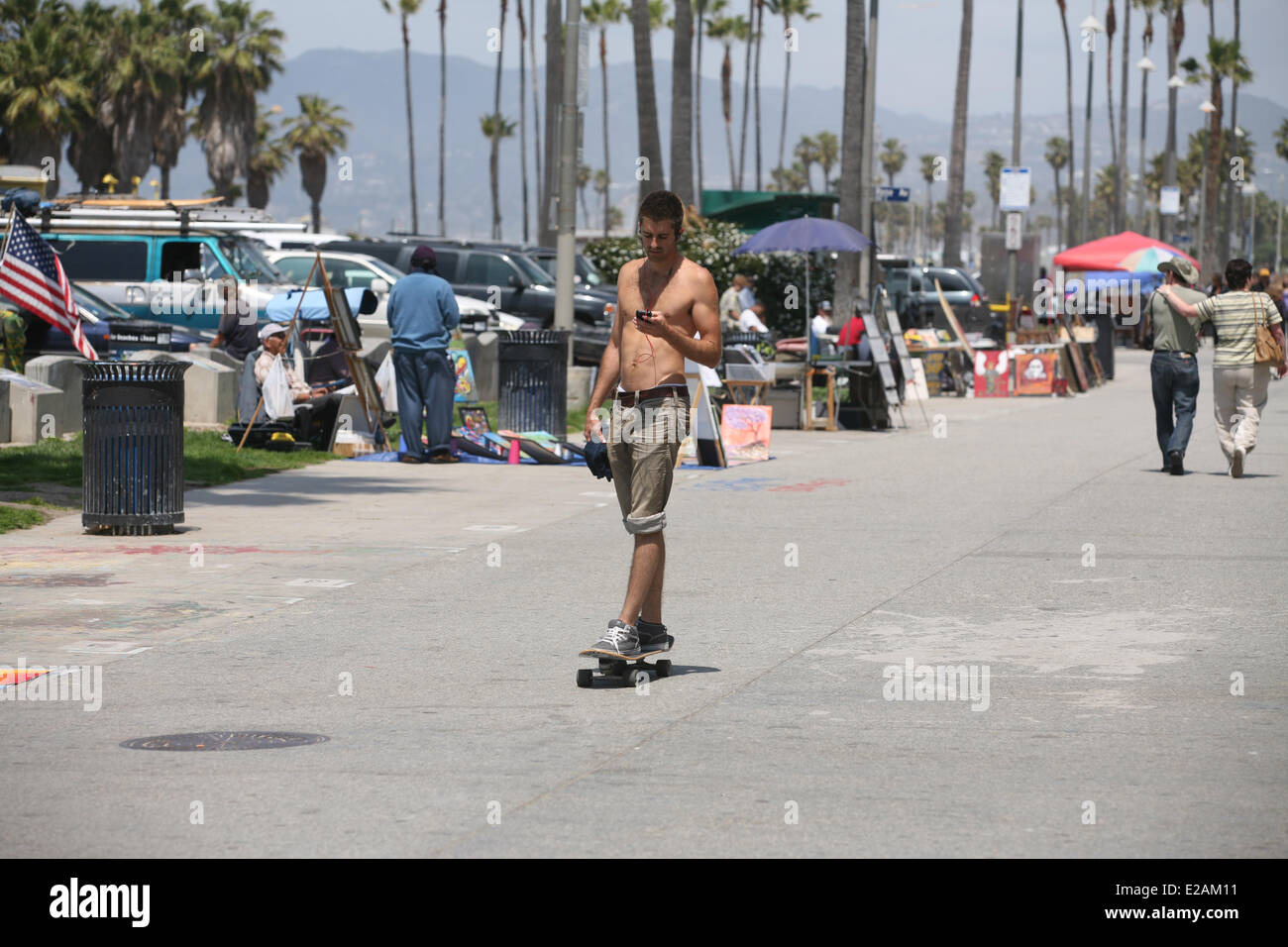 United States, California, Los Angeles, skateboard on Venice Beach ...