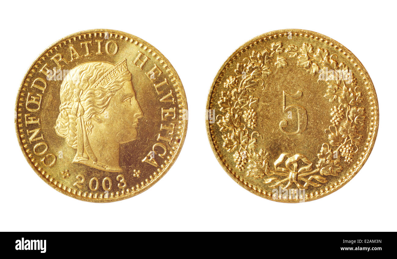 rare coin of switzerland isolated on white background Stock Photo - Alamy