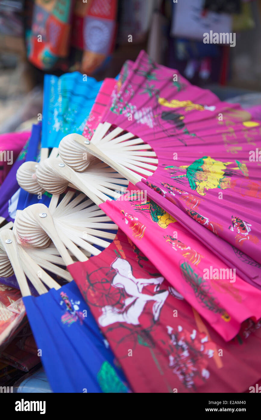 Colourful fans, Hoi An (UNESCO World Heritage Site), Quang Ham, Vietnam ...