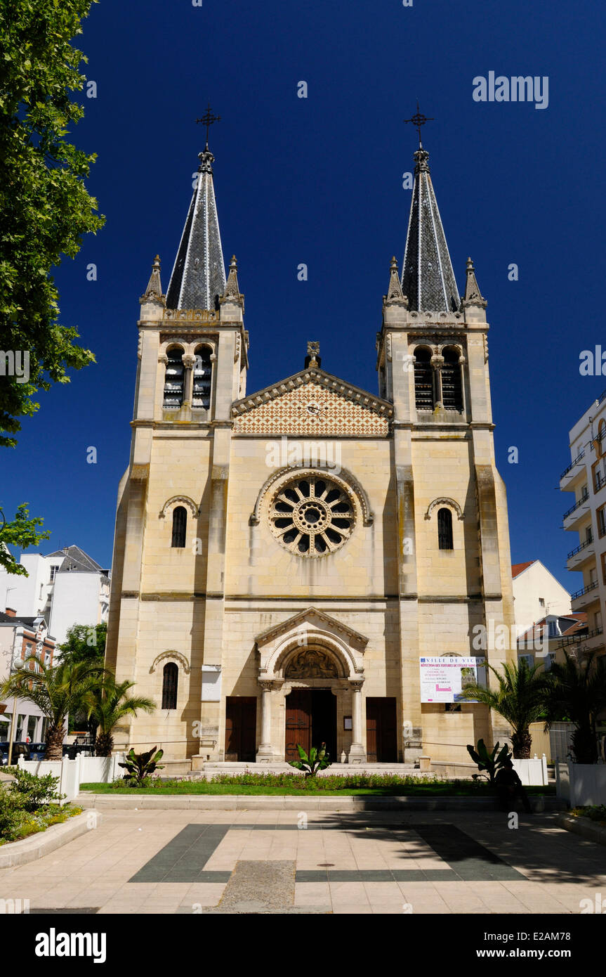 France, Allier, Vichy, facade of the Church of Saint Louis Stock Photo ...
