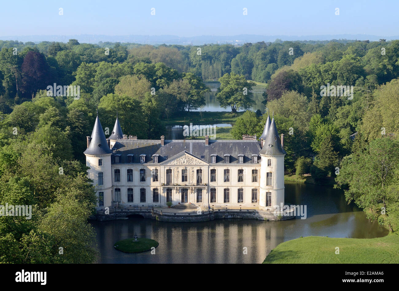 France, Oise, Ermenonville, the castle of Ermenonville (aerial view ...