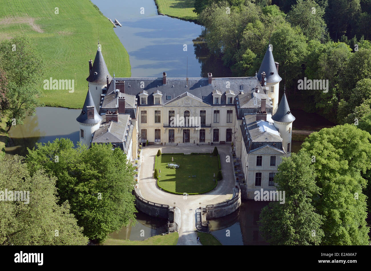 France, Oise, Ermenonville, the castle of Ermenonville (aerial view ...
