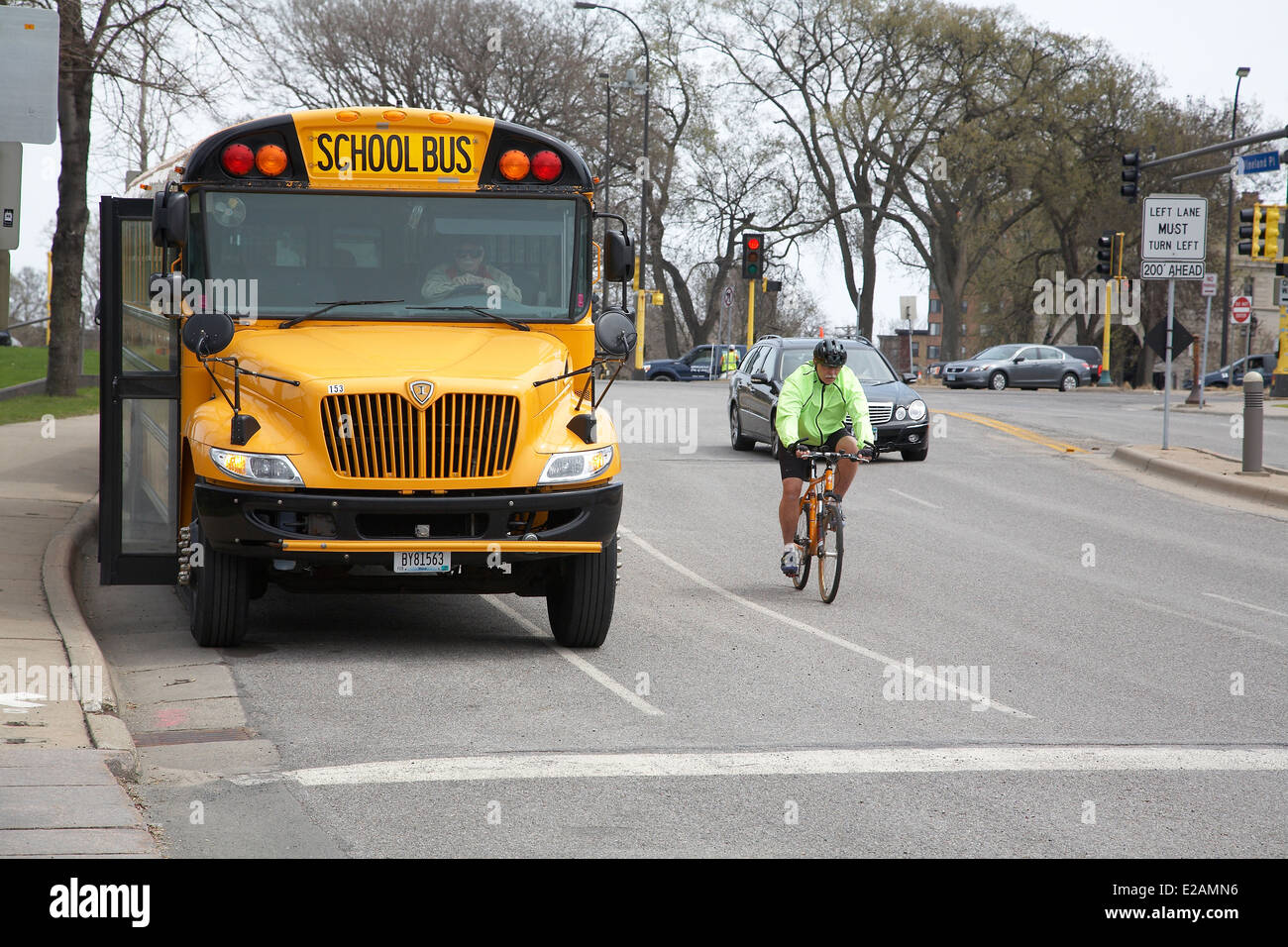 A yellow American school bus in Minneapolis, USA Stock Photo - Alamy