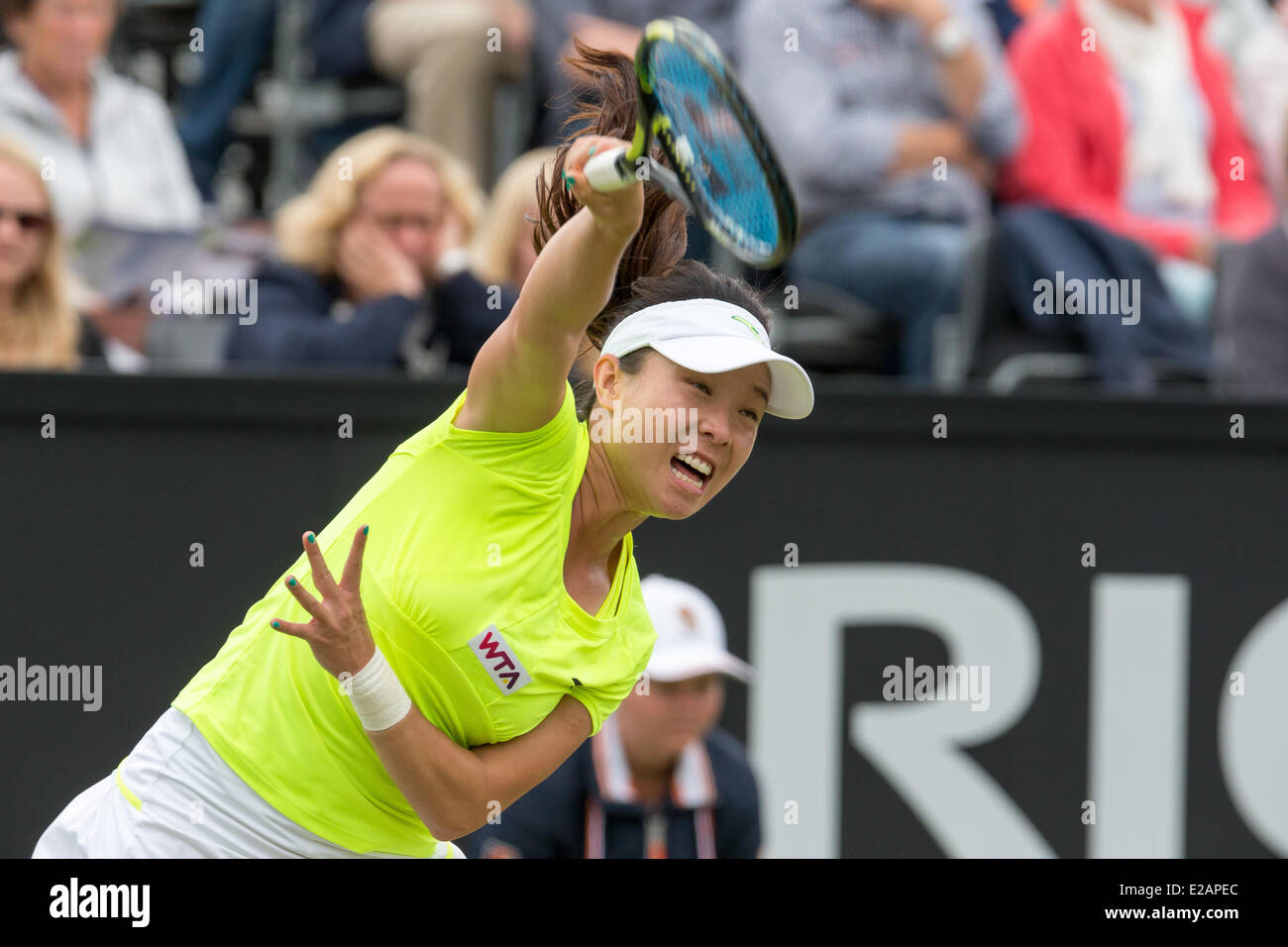 Chinese tennis player Jie Zheng serves during the 2nd round singles ...